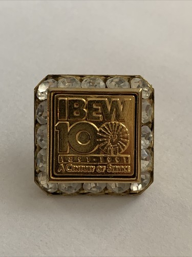 VINTAGE IBEW LOCAL LAPEL PIN UNION 100 years 1891-1991 Gold Tone ...