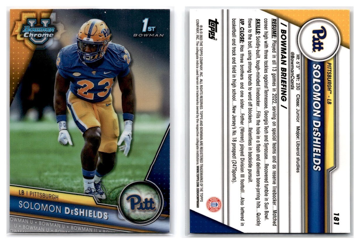 2023 Bowman Chrome U Solomon DeShields 1st Bowman Base #181 ...