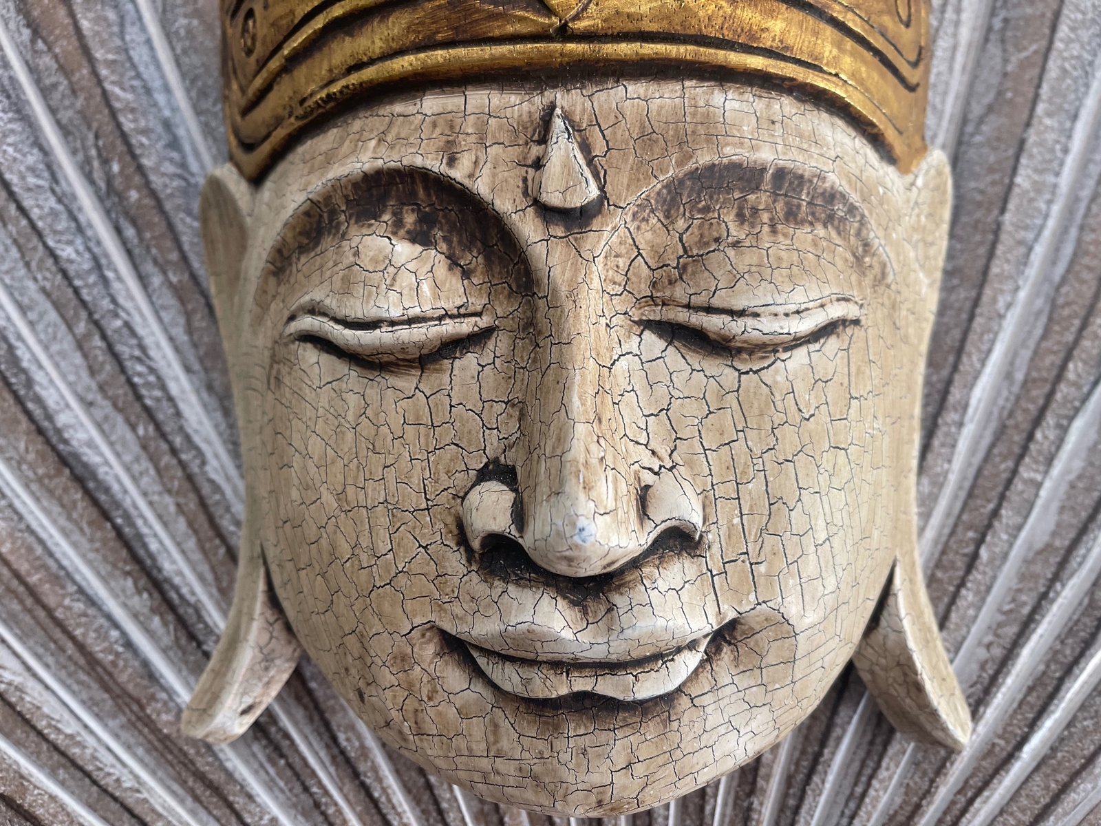 NEW Balinese Hand Carved Wooden Buddha Mask - 30cm - Bali Buddha Wall ...