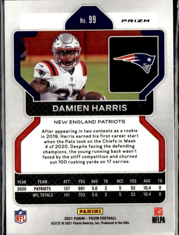 2021 Panini Prizm Damien Harris Silver Refractor | eBay
