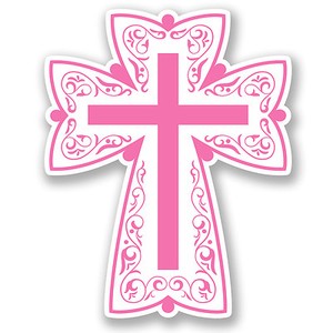 2 x Pretty Cross Vinyl Sticker iPad Laptop Christian Crucifix Pink ...