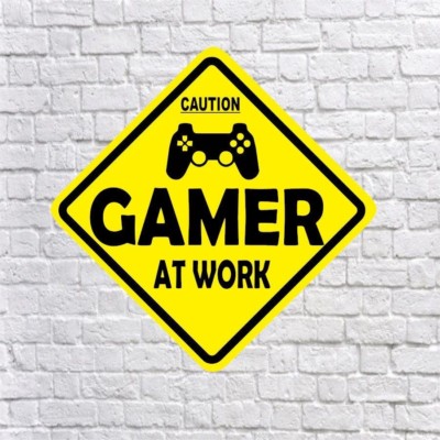 Warning GAMER AT WORK ps4 xbox online game Bedroom Metal Aluminium ...