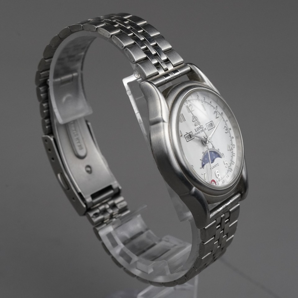 LONG MIYOTA (Citizen)Mov Vintage Watch Moon Phase Men's 35mm Silver ...