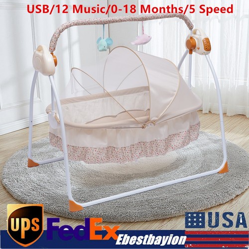 Electric Auto-Swing Bed Baby Cradle Crib Infant Sleeping Rocker Cot ...