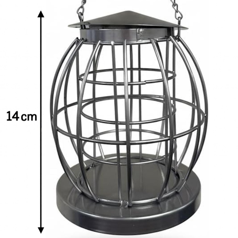 Wild Bird Feeder Suet Fat Ball Lantern Cage Deluxe Metal Hanging Garden ...