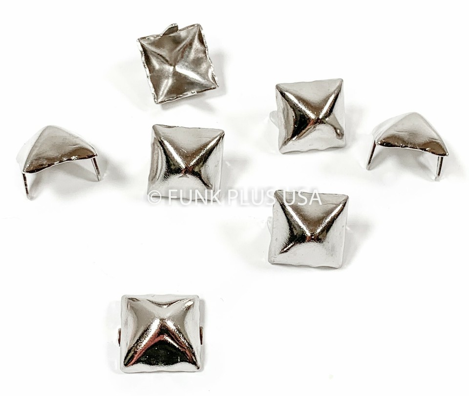 100 1/2" Silver Square Pyramid Studs Goth Leather craft Denim Punk ...