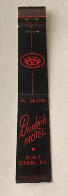 Vintage Matchbook Cover Matchcover 10 Strike Dunkirk Motel NY Unstruck ...