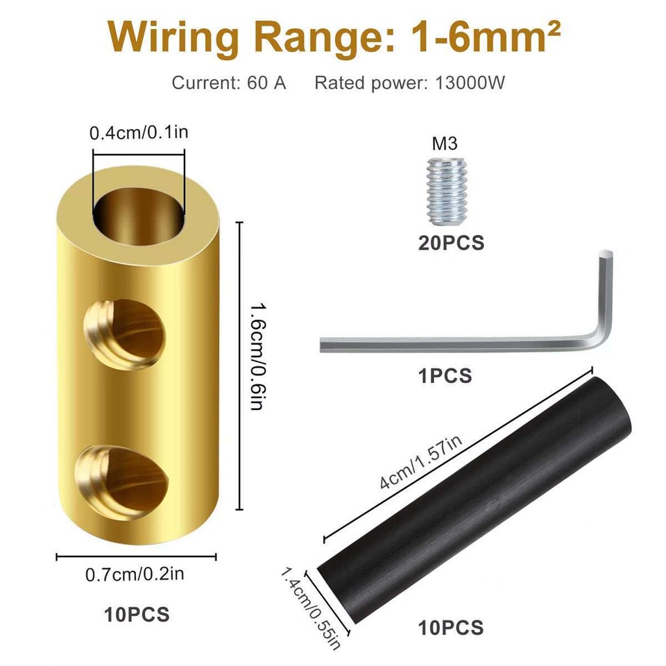 10Pc 10AWG Gauge,60A Connector for Wiring,Wire Connector Nut Kit ...