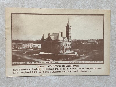 i 2052 Postcard Green County Courthouse, Monroe, Wisconsin WI | eBay