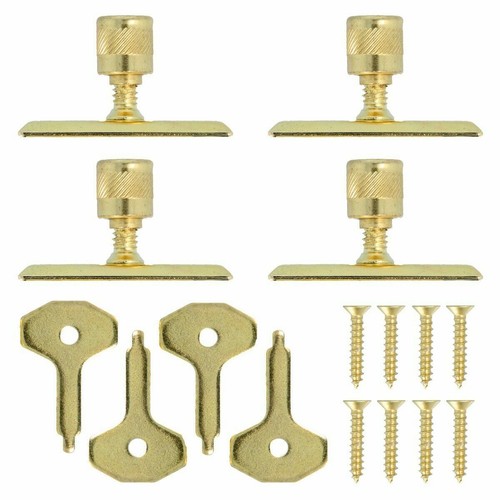 4 x WINDOW LOCKING STAY FASTENER Brass Plated Casement Lock With Screws ...