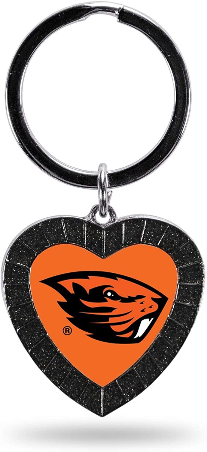 NCAA Oregon State Beavers NCAA Rhinestone Heart Colored Keychain, Black ...