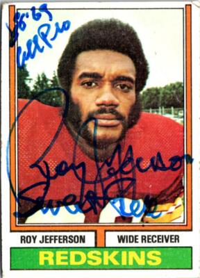 Roy Jefferson autographed Football Card (Washington, SC) 1974 Topps ...