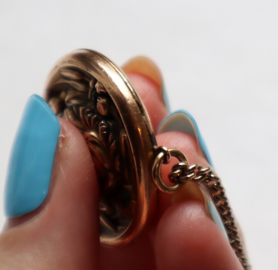 Antique Art Nouveau Repousse Locket Gold Filled Woman Face Paste Stones ...