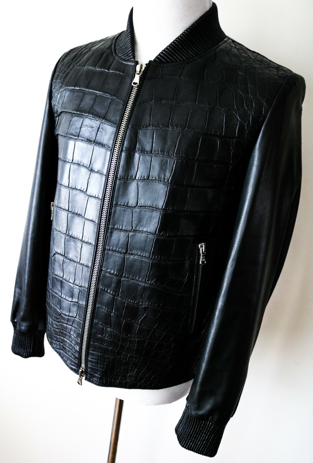$36795 FREDO FERRUCCI Crocodile Alligator Leather Bomber Jacket 50 Euro ...