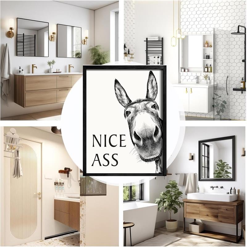 12x16 Inch Funny Animal Bathroom Canvas Wall Art | Nice Ass Sign | eBay UK