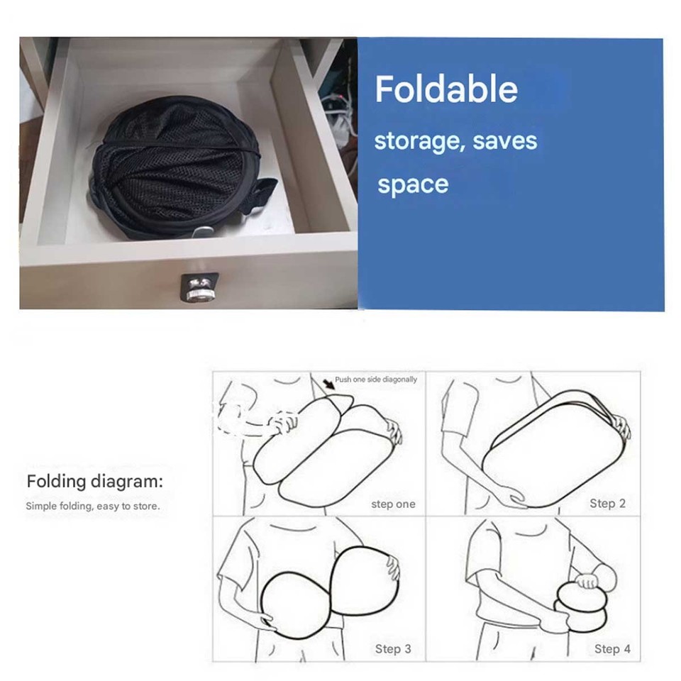 2PCS Collapsible Pop up Laundry Bag Foldable Hamper Large Mesh Clothes ...