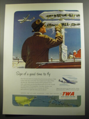 1952 TWA Airlines Ad - Sign of a good time to fly | eBay
