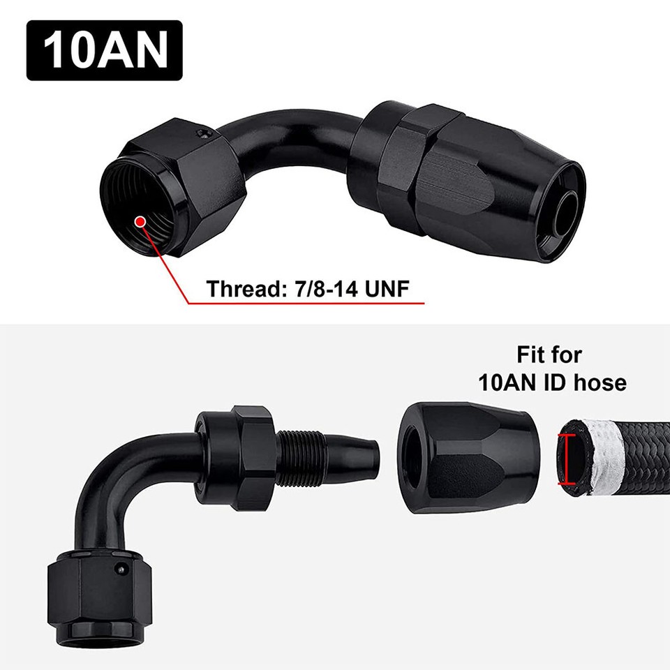 2* AN10 90 Degree Swivel Hose End Fittings Adaptor For Oil Fuel Line ...