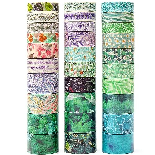 Basic Washi Tape Set 30 Rolls Solid Colors Grid Decorative Flowers ...