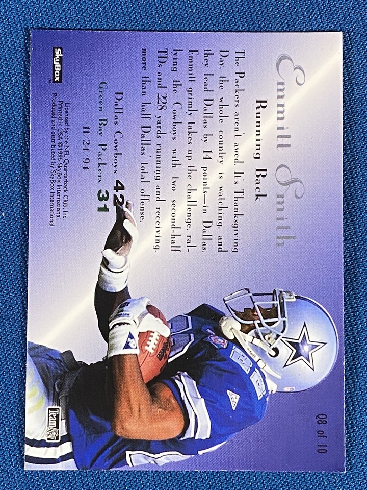 1995 Skybox Premium Quickstrike Emmitt Smith Football Card #Q-8 Dallas ...