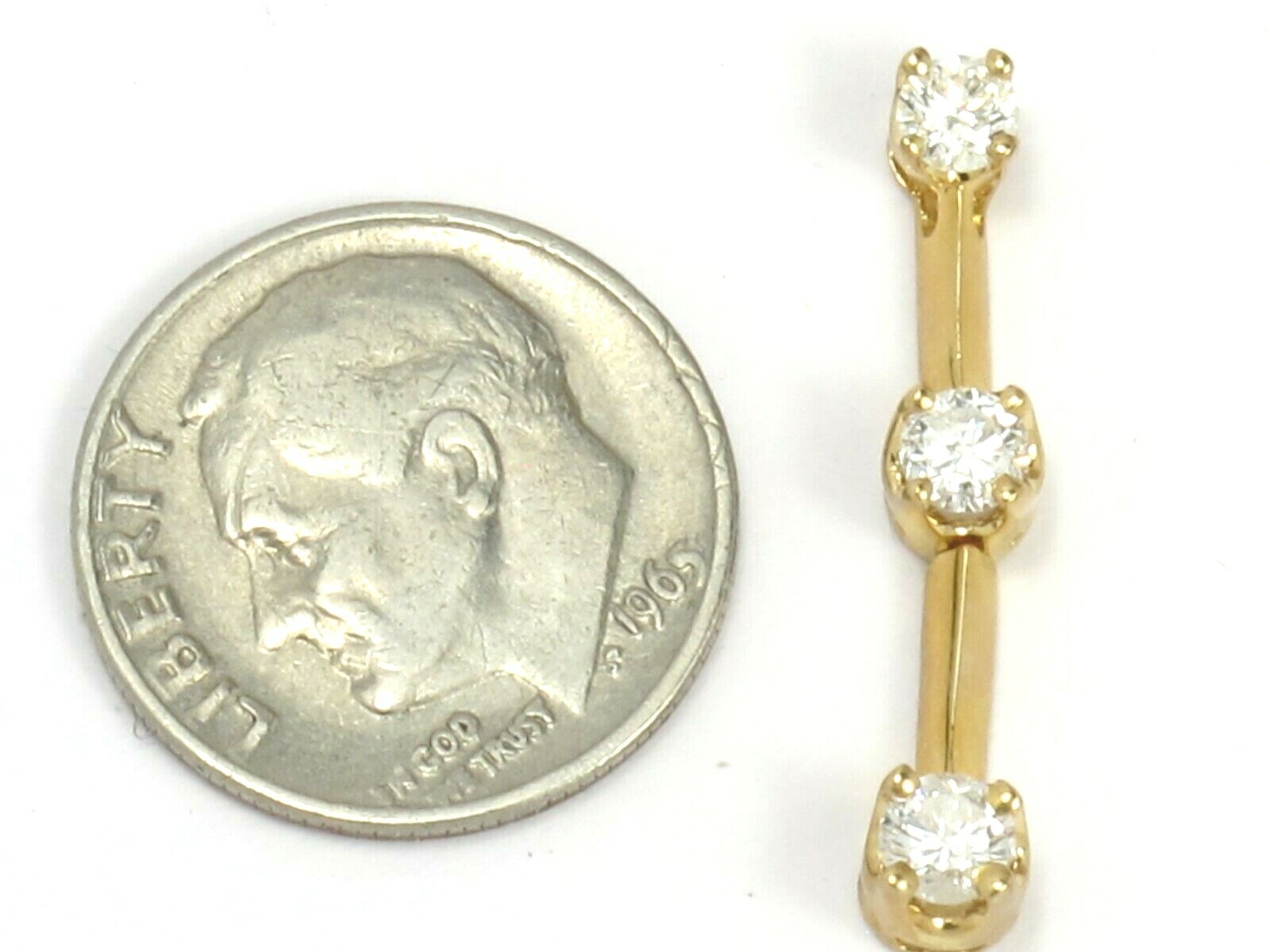 14k Yellow Gold Diamond 3-Stone Past Present Future P… - Gem