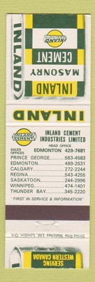 Matchbook Cover - Inland Cement Edmonton AB | eBay