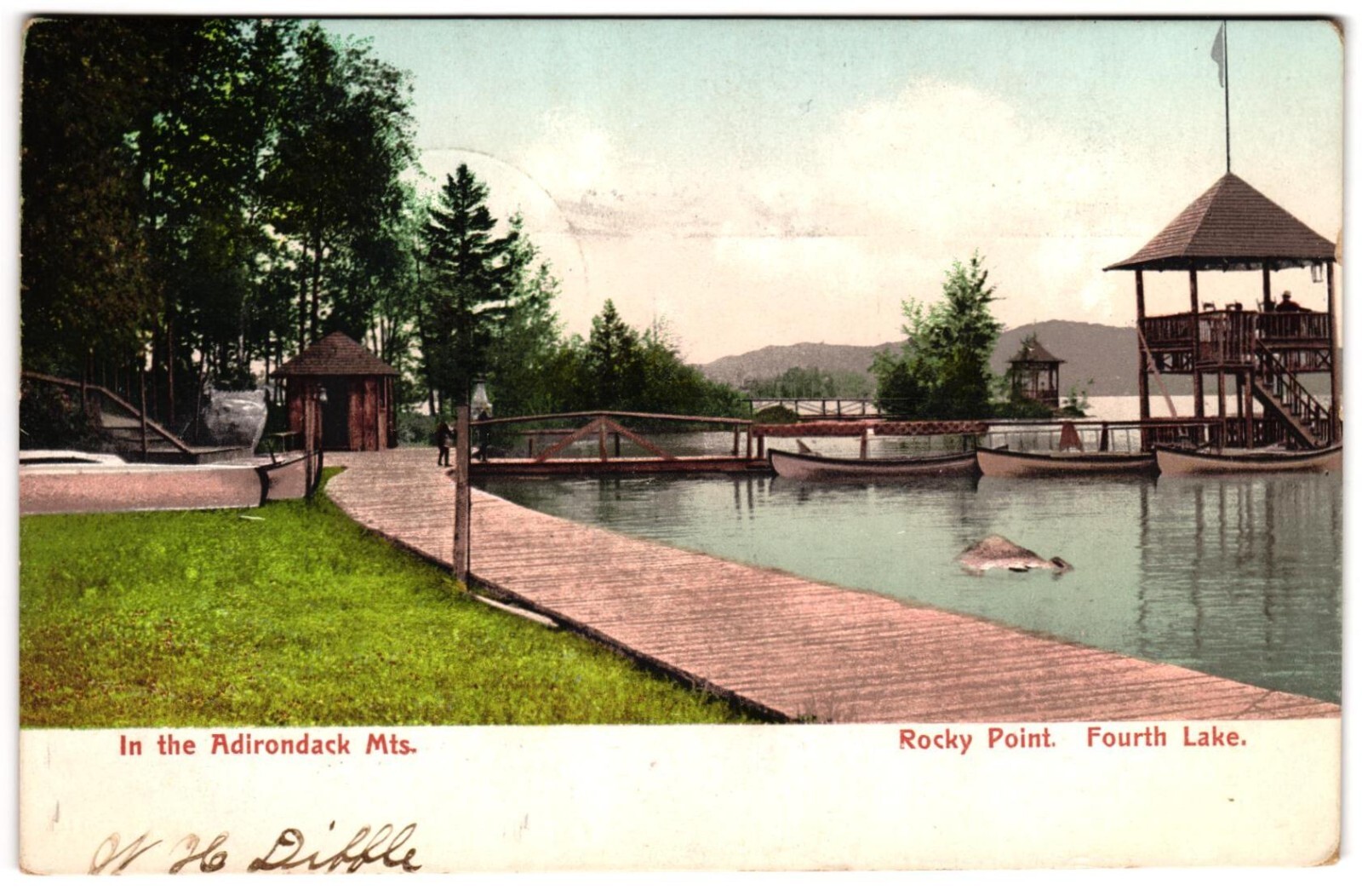 Rocky Point Fourth Lake Adirondack Mts Boats Dock Pier c1900s UDB ...