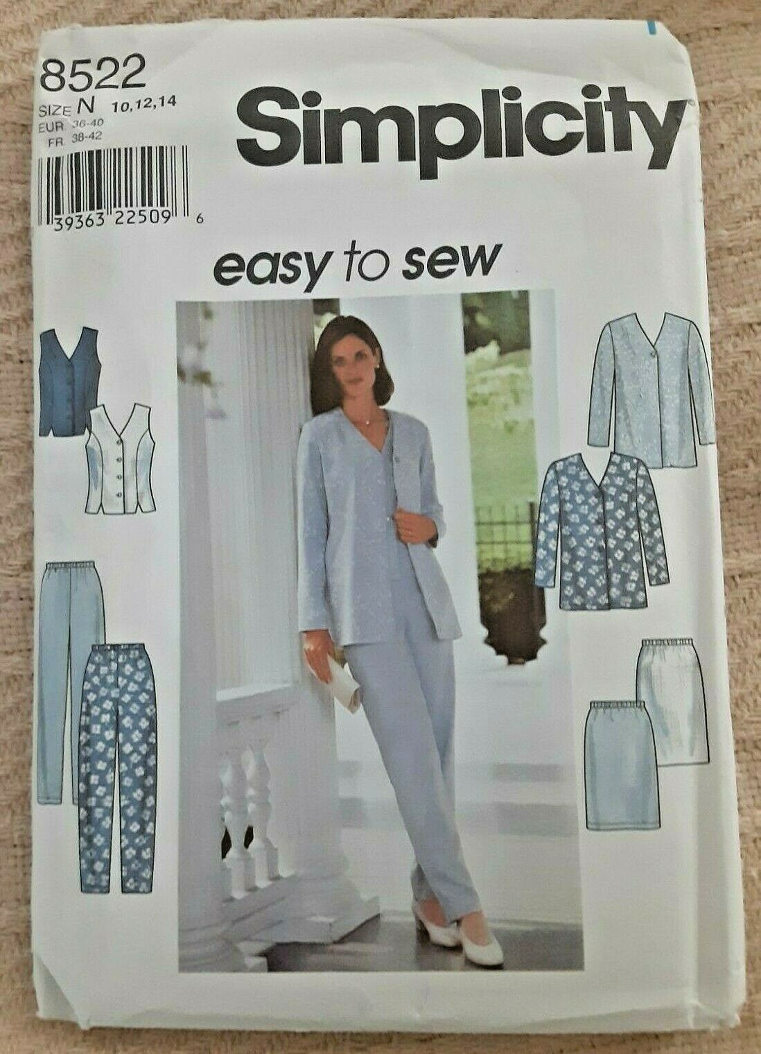 Simplicity Pattern 8522 Top Jacket Skirt Pants Sewing Craft Project (H ...