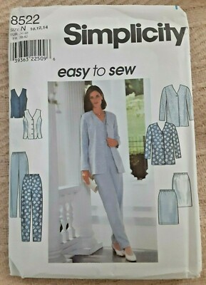 Simplicity Pattern 8522 Top Jacket Skirt Pants Sewing Craft Project (H ...