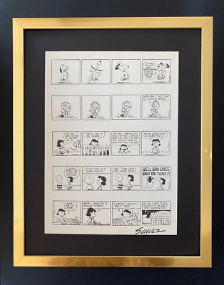 CHARLES SCHULZ + Signed Vintage 1968 Peanuts SNOOPY Cartoon + New Frame ...