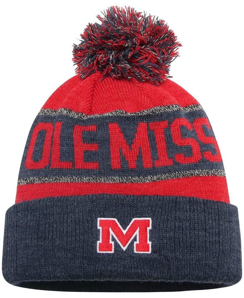 Ole Miss Rebels Navy/Red Top of the World Below Zero Cuffed Pom Knit ...