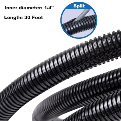 30 FT 1/4” Wire Loom Split TubingDog Cat Cord ProtectorSplit Wire Loom ...