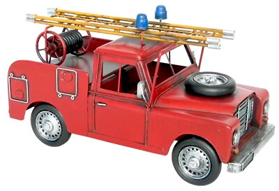 28.5CM LAND ROVER SERIES 2A RED FIRE ENGINE TRUCK VINTAGE TIN PLATE ...