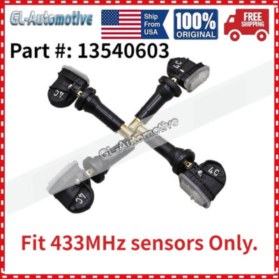 4x TPMS Tire Pressure Monitoring System 13540603 433MHz For GMC Chevy ...