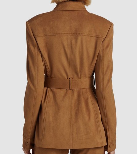 $645 Halston Women's Brown Jesse Belted Ultrasuede Jacket Coat Size 16 ...