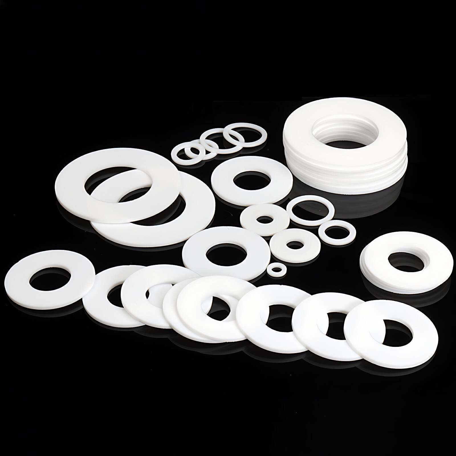 3mm Thick PTFE High Temp Flat Ring Plastic Washer Seal Gasket White ID ...
