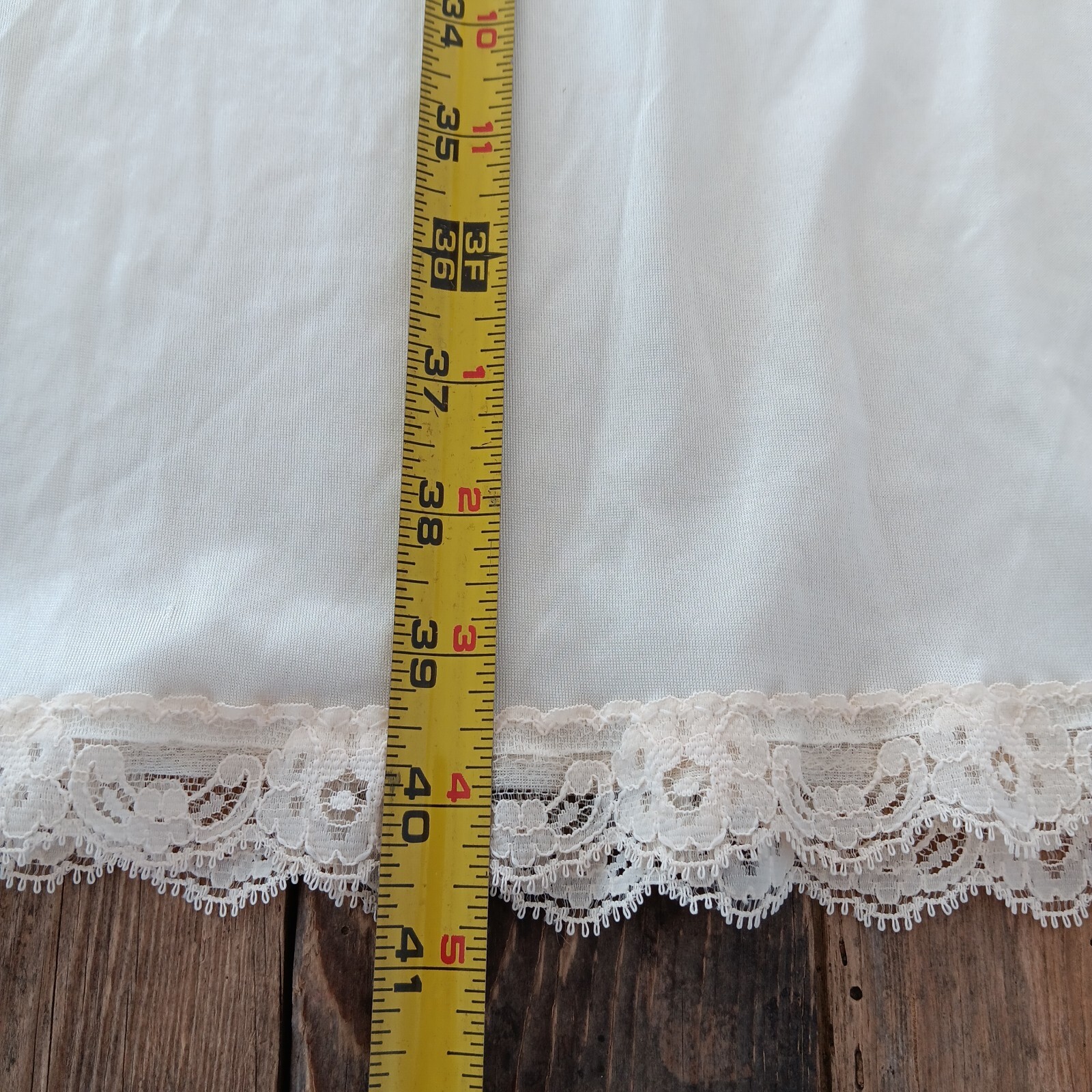 JCPenney Cream Vintage Full Slip Dress Lace Trim Ling… - Gem