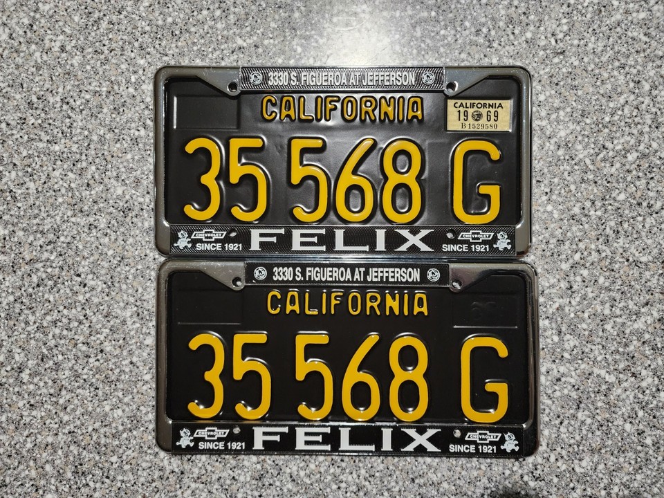 1963 Black California Commercial License Plates, 1969 Validation ...