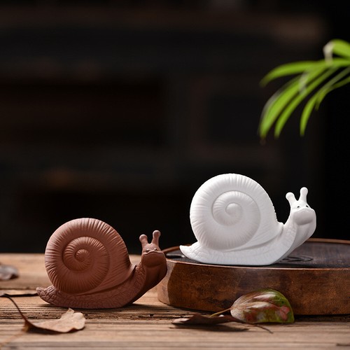 New On Sales Ceramic Snail Statue Small Tea Pet Purple Clay Ornament ...