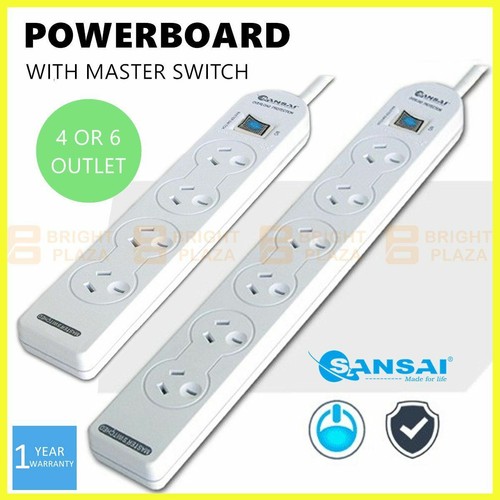 4/6 Way Outlet Power Board Powerboard Sockets With Master Switch Power ...