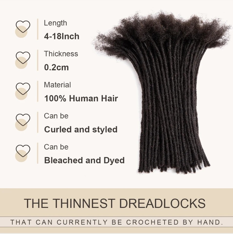 12"DAIXI Handmade Interlocking Locs 100% Real Human Hair Micro Loc ...