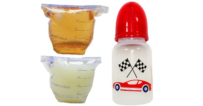 Reborn Baby Doll Bottle Fake Formula Faux Milk & Apple Juice Boy Race ...