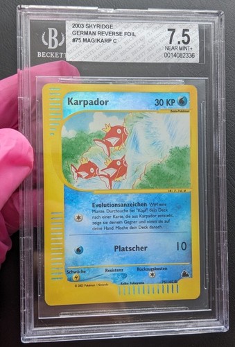 BGS Graded Karpador 75/144 8 Magikarp Reverse Holo G 9 Skyridge Pokemon ...