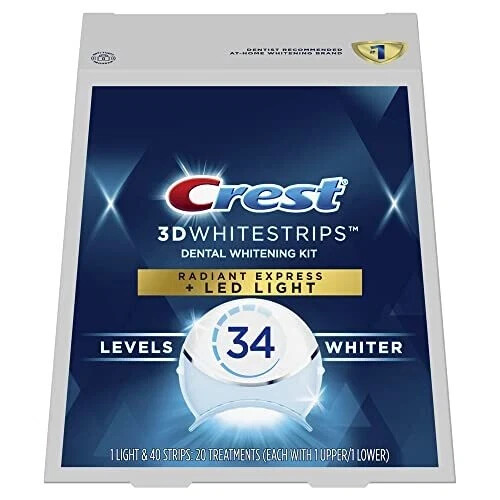 Crest 3D Whitestrips Radiant Express Led Whitening Kit 40 Strips 20 ...