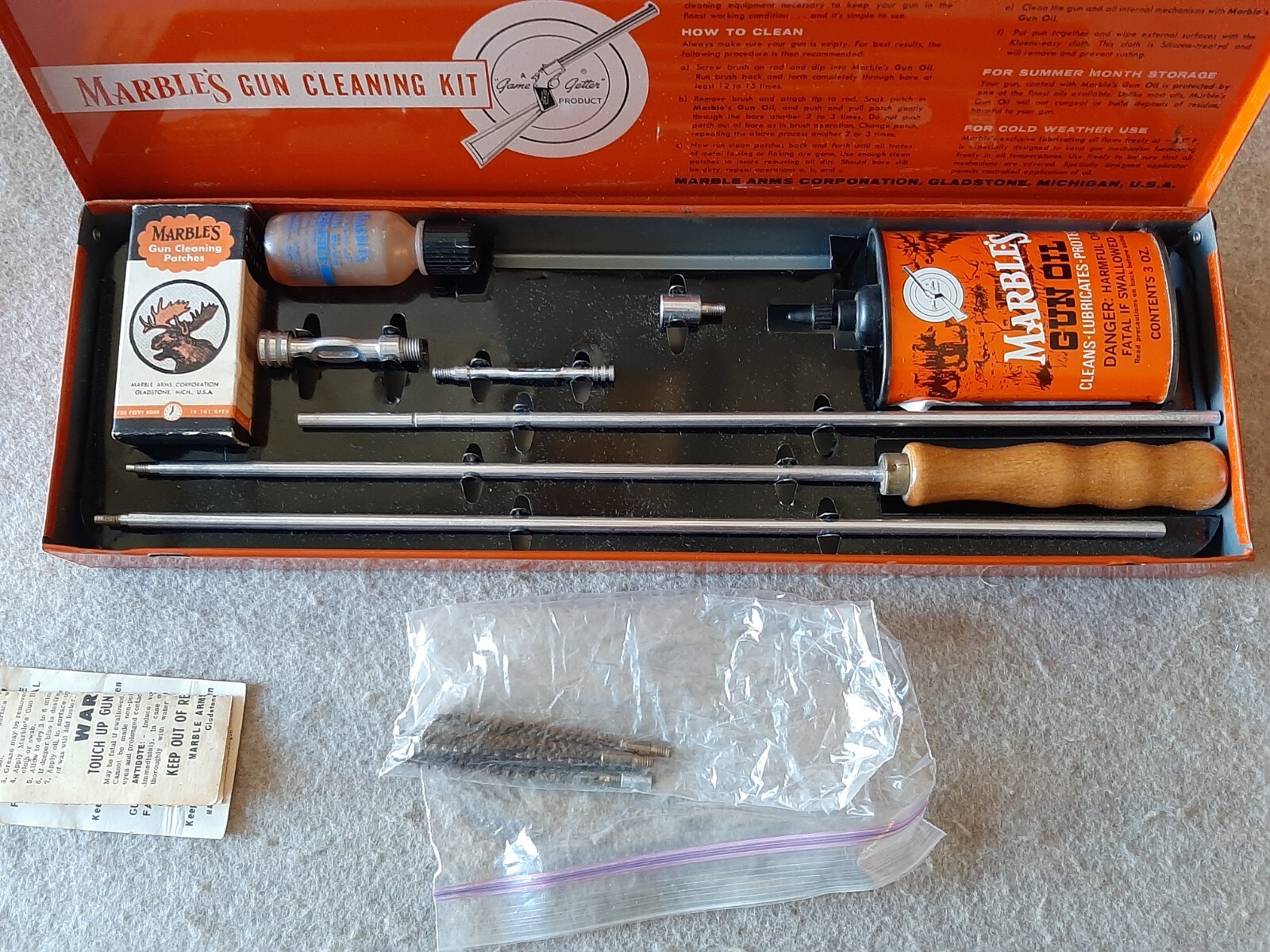 Vintage MARBLES Rifle Shotgun Gun Cleaning Kit in Steel Case Hunting ...