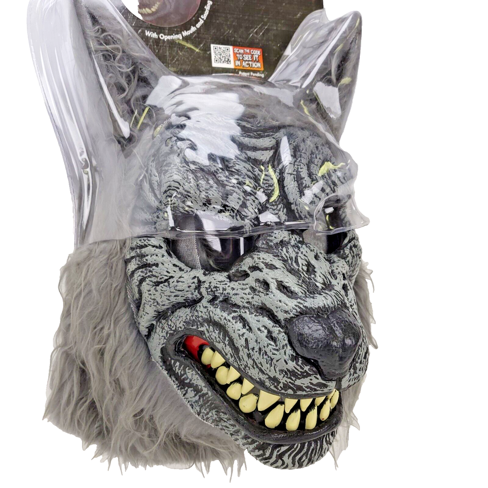 Halloween Wolf Head Face Mask Werewolf Moving Mouth Cosplay Costume ...