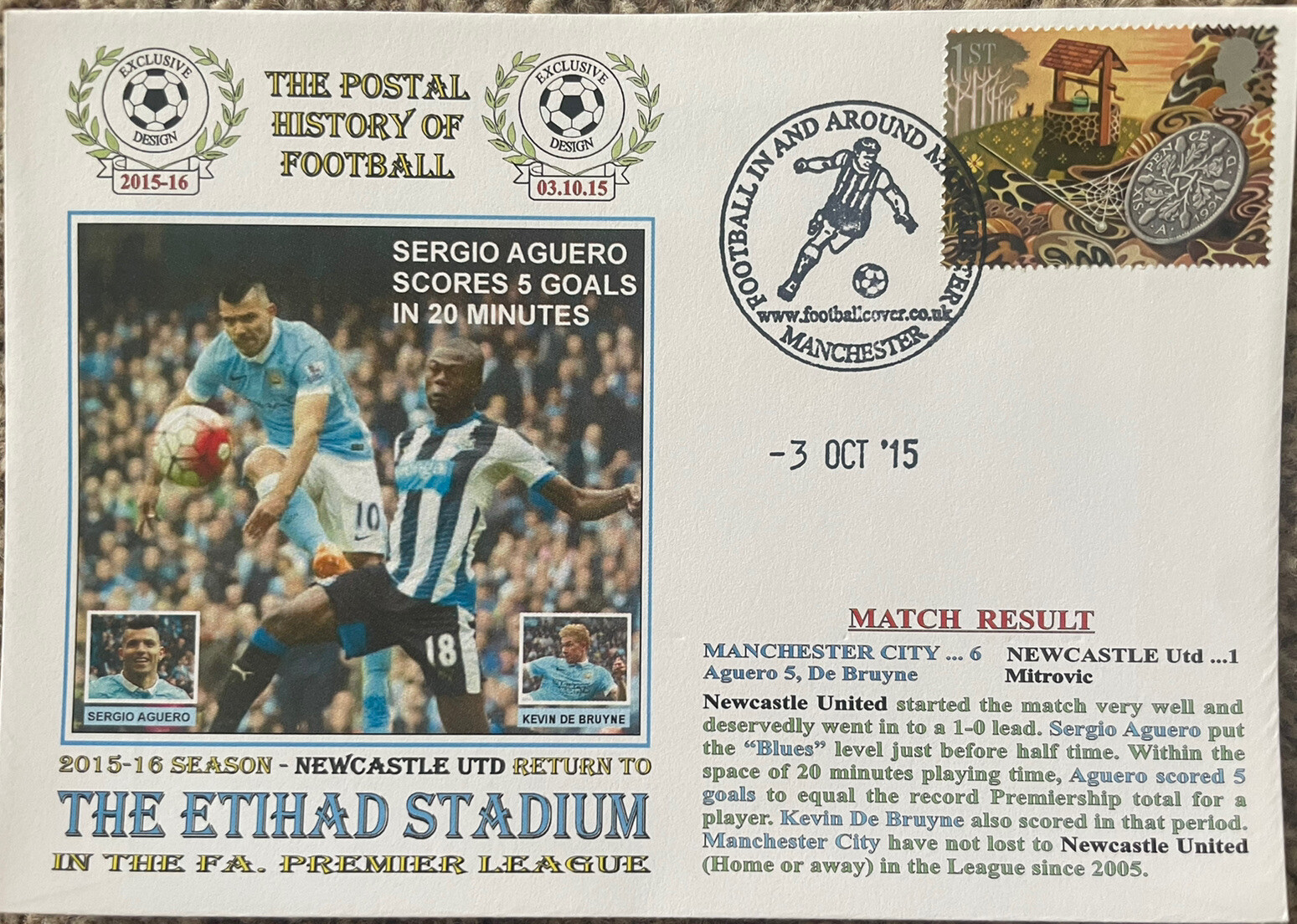 Manchester City v Newcastle United 2015 First Day Cover | eBay UK