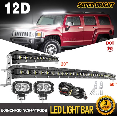 For 2006-2010 Hummer H3 Upper Roof Windshield Curved 50" LED Light Bar ...