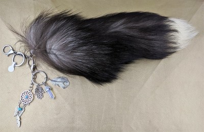 T21a Taxidermy Fox Tail w/ charms Key chain charm talisman keychain ...