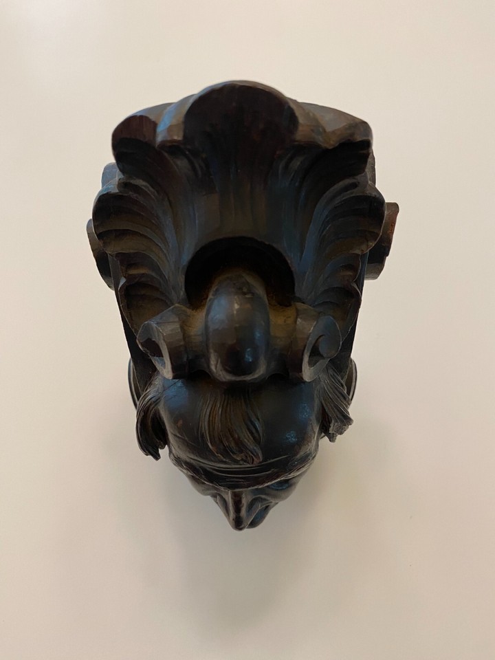 ANTIQUE HAND CARVED WOODEN NATIVE AMERICAN INDIAN CHIEF CORBEL OR WALL ...